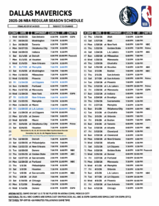 NBA Releases Full Dallas Mavericks 2025–26 Regular Season Schedule ...
